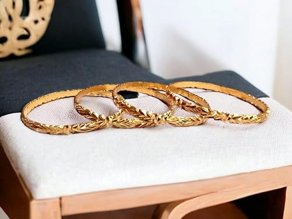 Maya Vera Set of 4 Handcrafted Micro Gold Plated Brass Kangan Bangles South Indian Bollywood ...