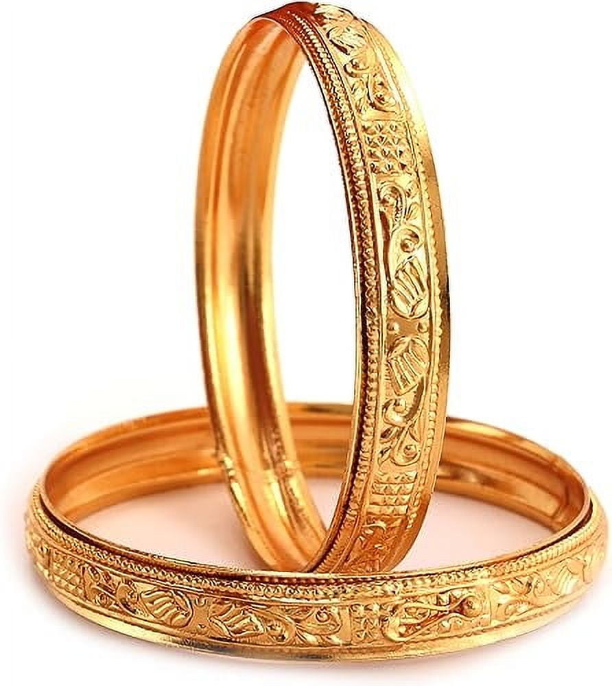 Maya Vera Set of 2 Indian Handcrafted Micro Gold Plated Bangali Noa Bauti Bangles Bollywood ...