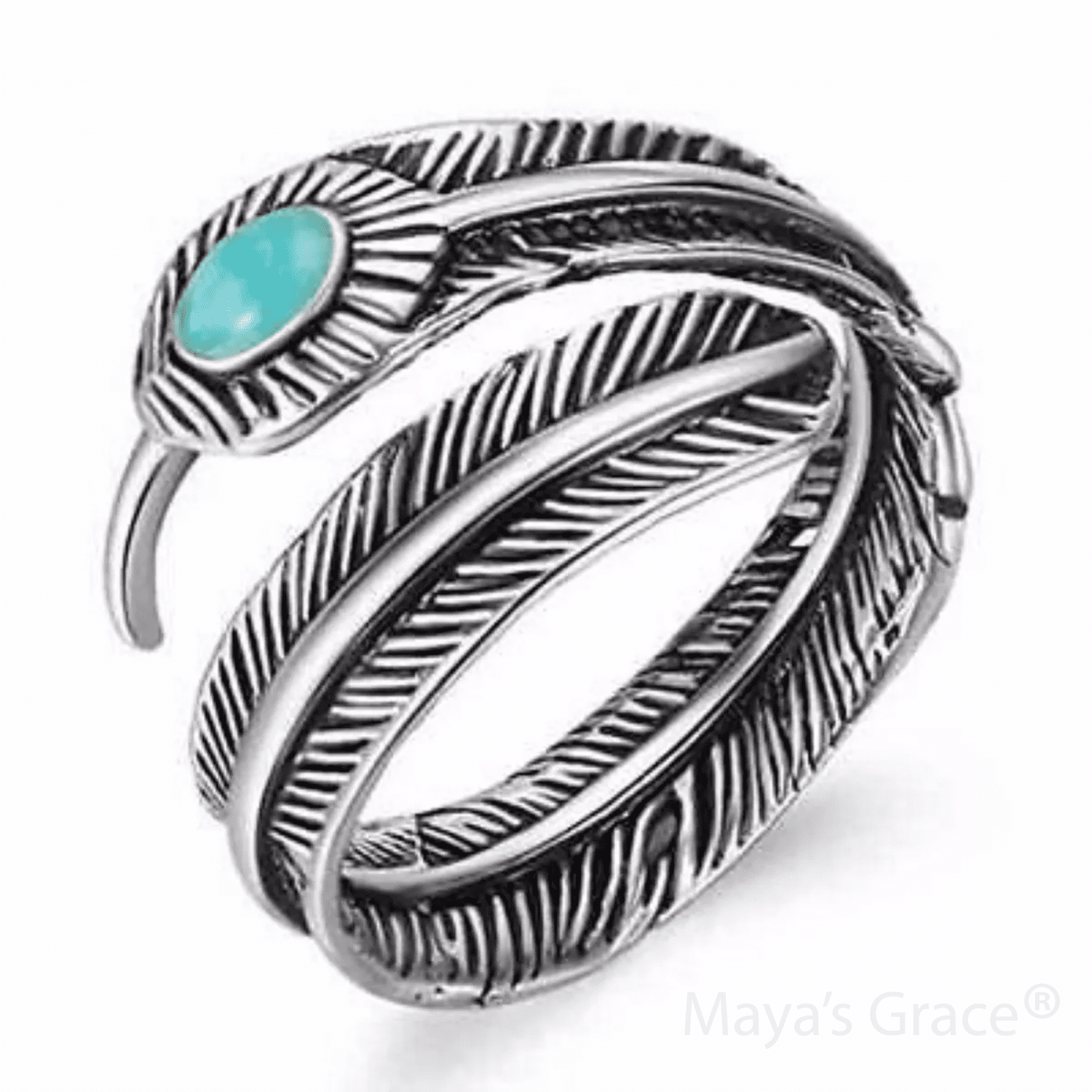 Maya's Grace Adjustable Feather Ring for Women - Walmart.com