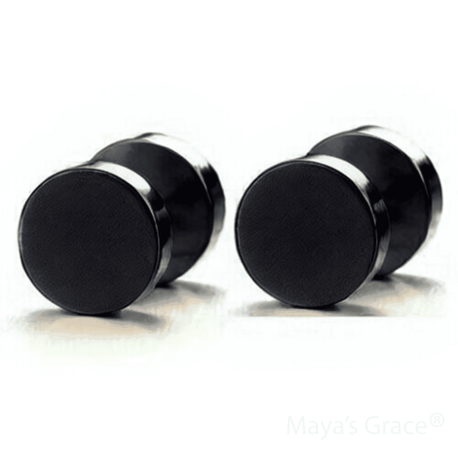 Maya's Grace Round Barbell Dumbbell Flat Back Disc Stud Earrings Unisex ...