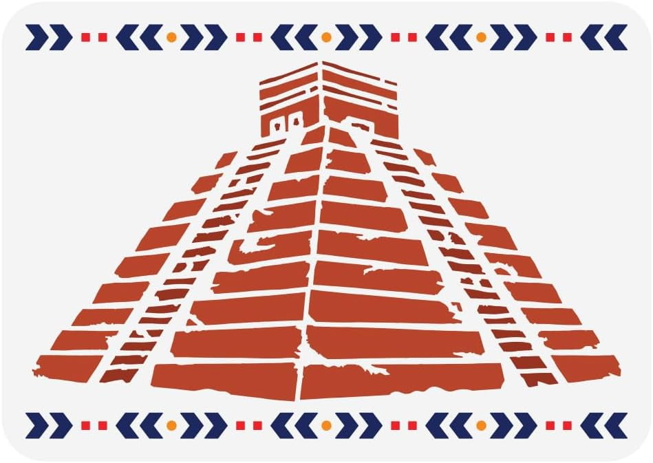 Mayan Aztec Pyramid Stencil 8.3x11.7" PET Egyptian Pyramids Spraying ...