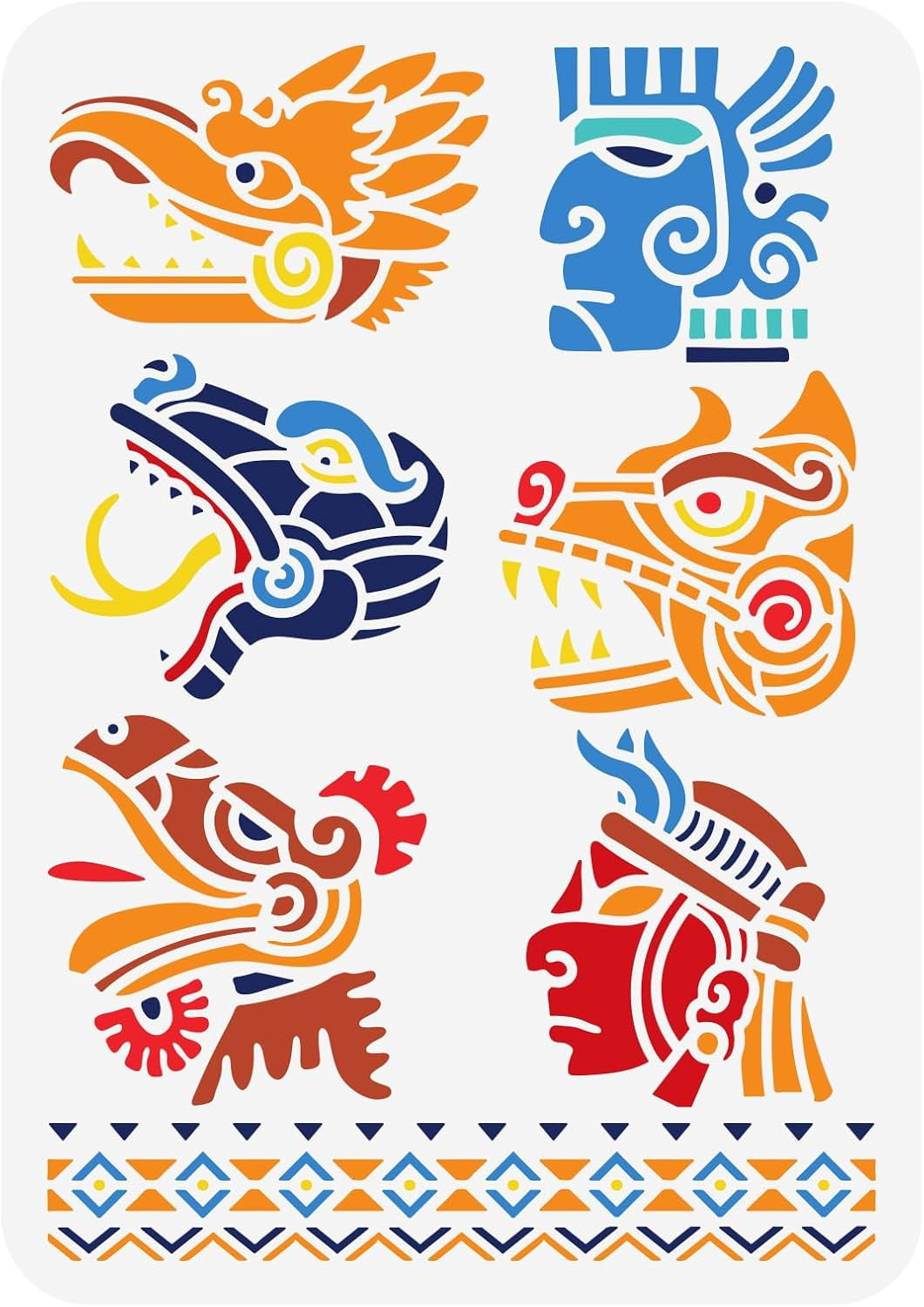 Mayan Aztec Symbols Stencil 8.3x11.7" Plastic Tribal Theme Painting ...