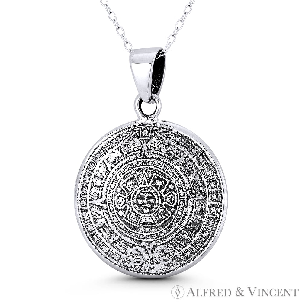 Mayan Calendar And Aztec God Tlaltecuhtli 37x26mm 1 5x1in Pendant