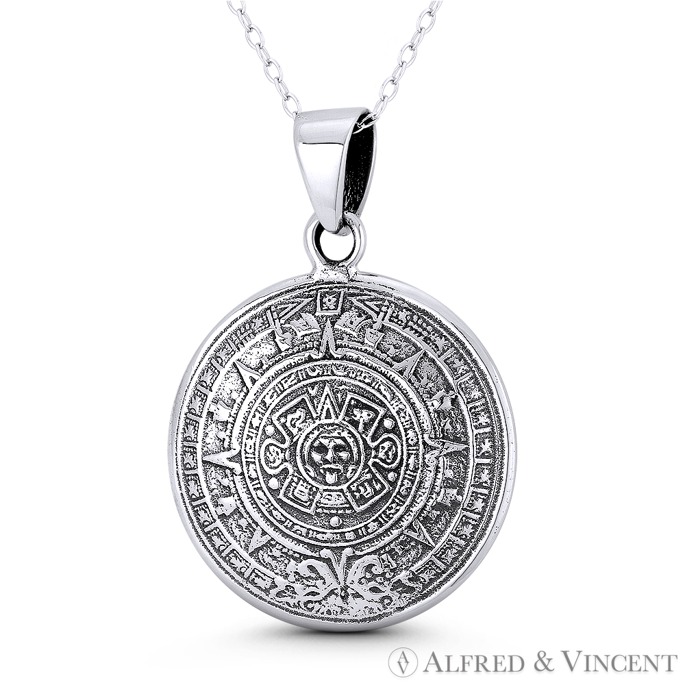 Solid 14k Yellow Gold Mayan Aztec Pendant Calendrio Azteca Sun Calendar ...