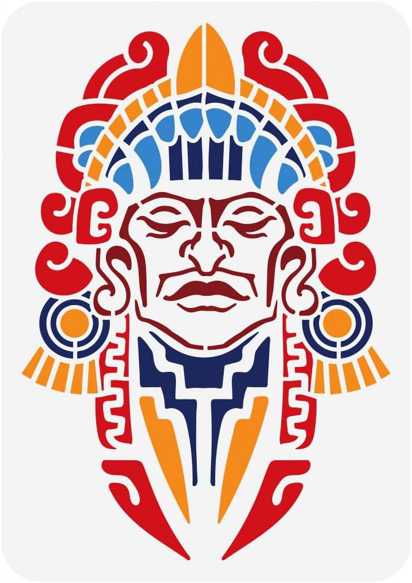 Mayan Face Stencil 8.3x11.7" PET Tribal Themes Painting Stencils ...