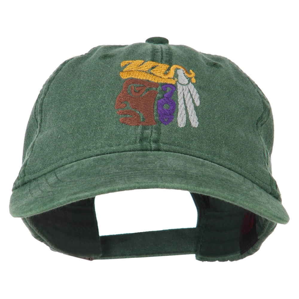Mayan Head Embroidered Washed Cap - Dark Green OSFM - Walmart.com