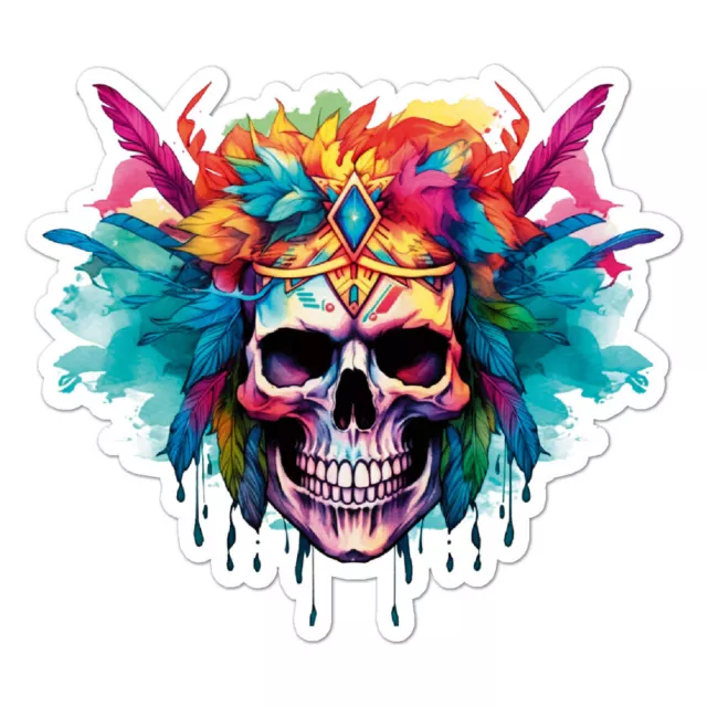 Mayan Incan Feather Skull Sticker Indoor Outdoor Phone Decal Water ...