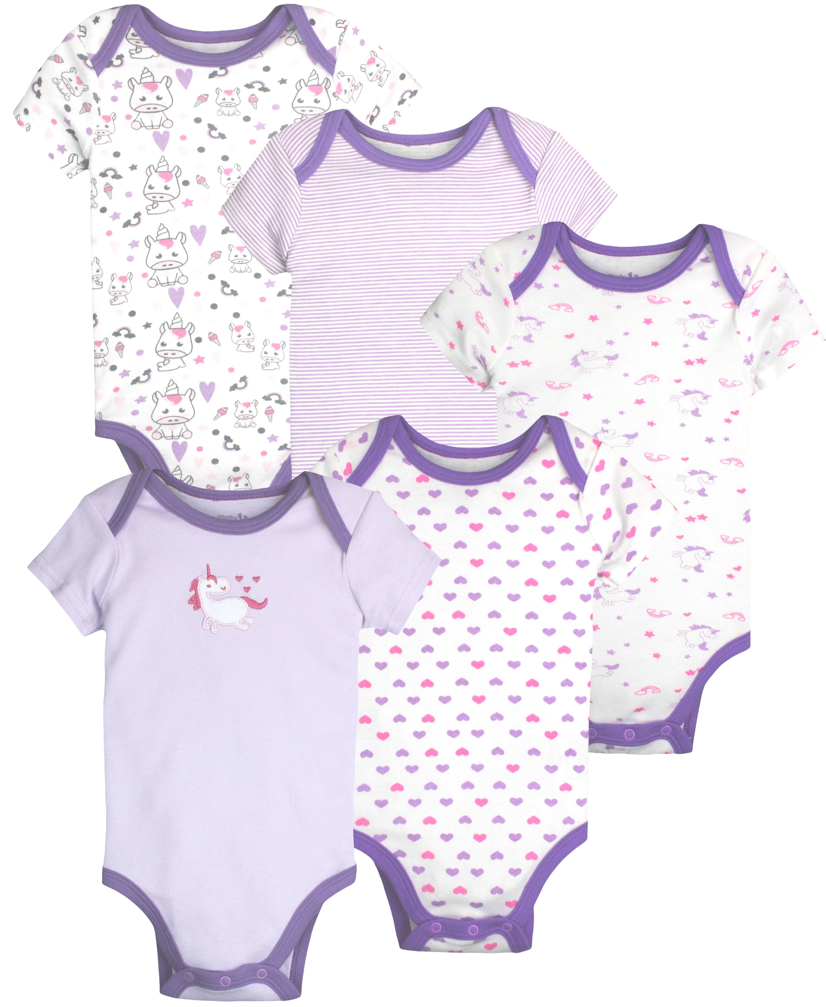 Maybe Baby Kids Infant Boys' and Girls' 5 Pack Set Cotton Baby Bodysuit ...