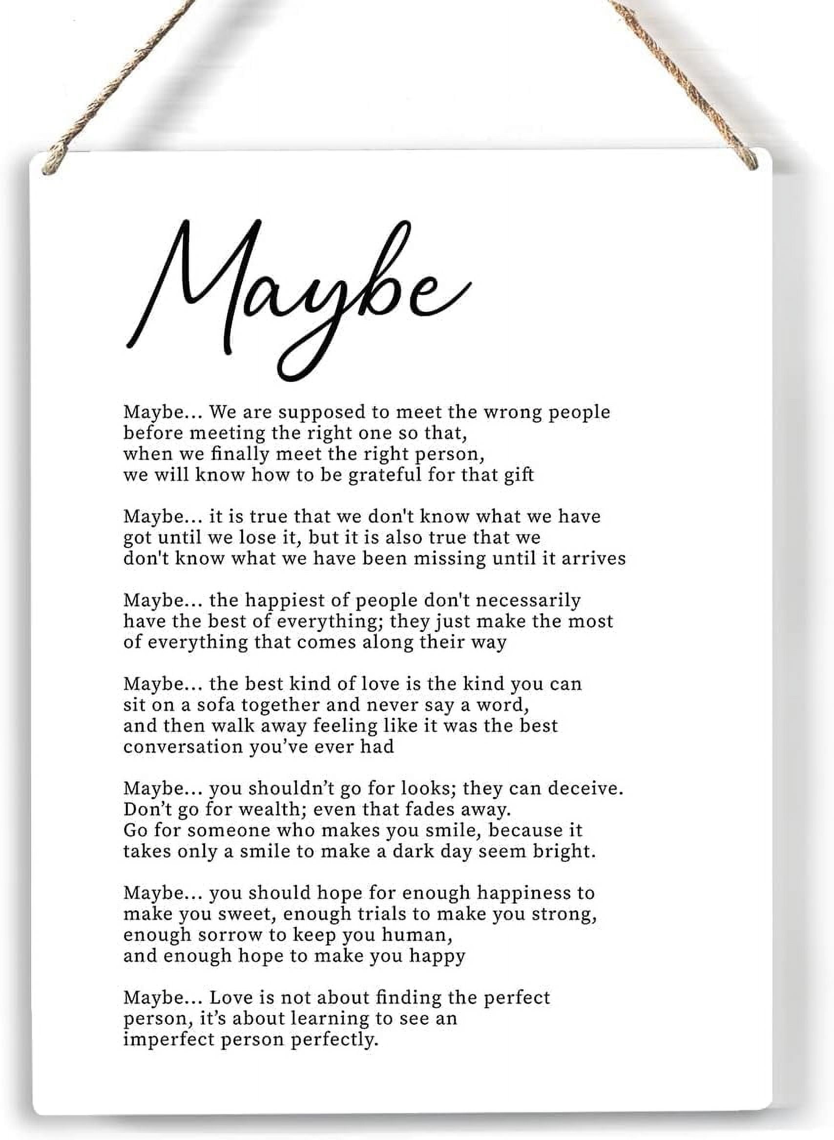 Maybe Love Wood Sign Minimalist Romantic Poetry Wooden Signs Rustic ...