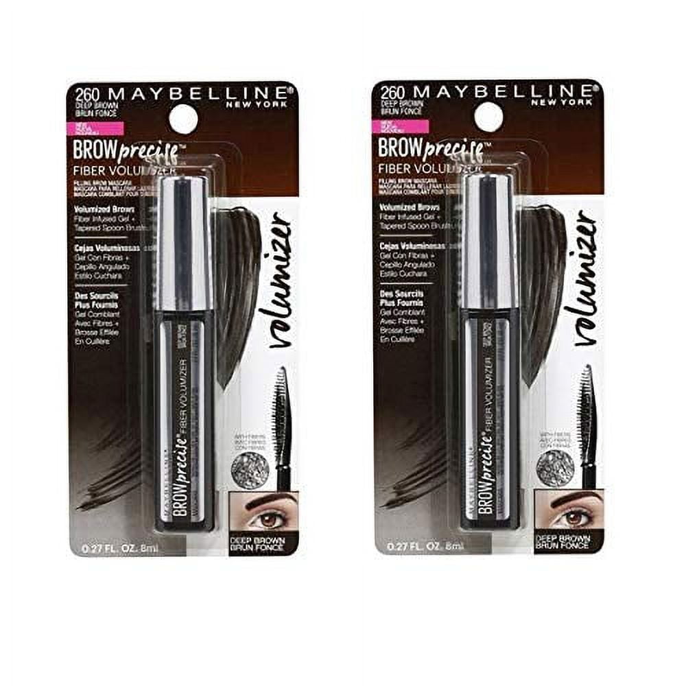 Maybelline Brow Precise Fiber Volumizer Mascara, Deep Brown, Pack of 2 ...