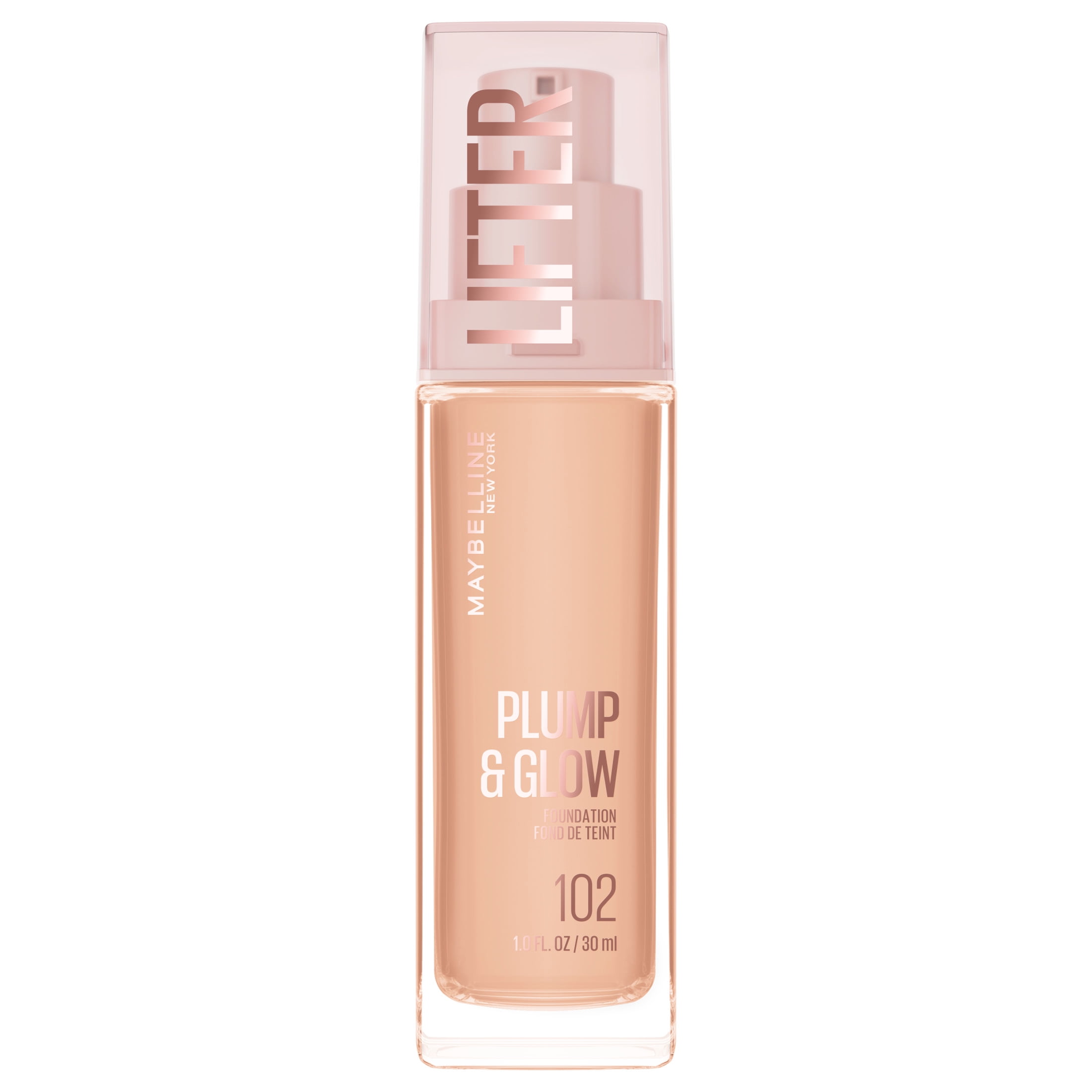 Maybelline Lifter Plump & Glow Foundation, Hyaluronic Acid, 102 Neutral ...