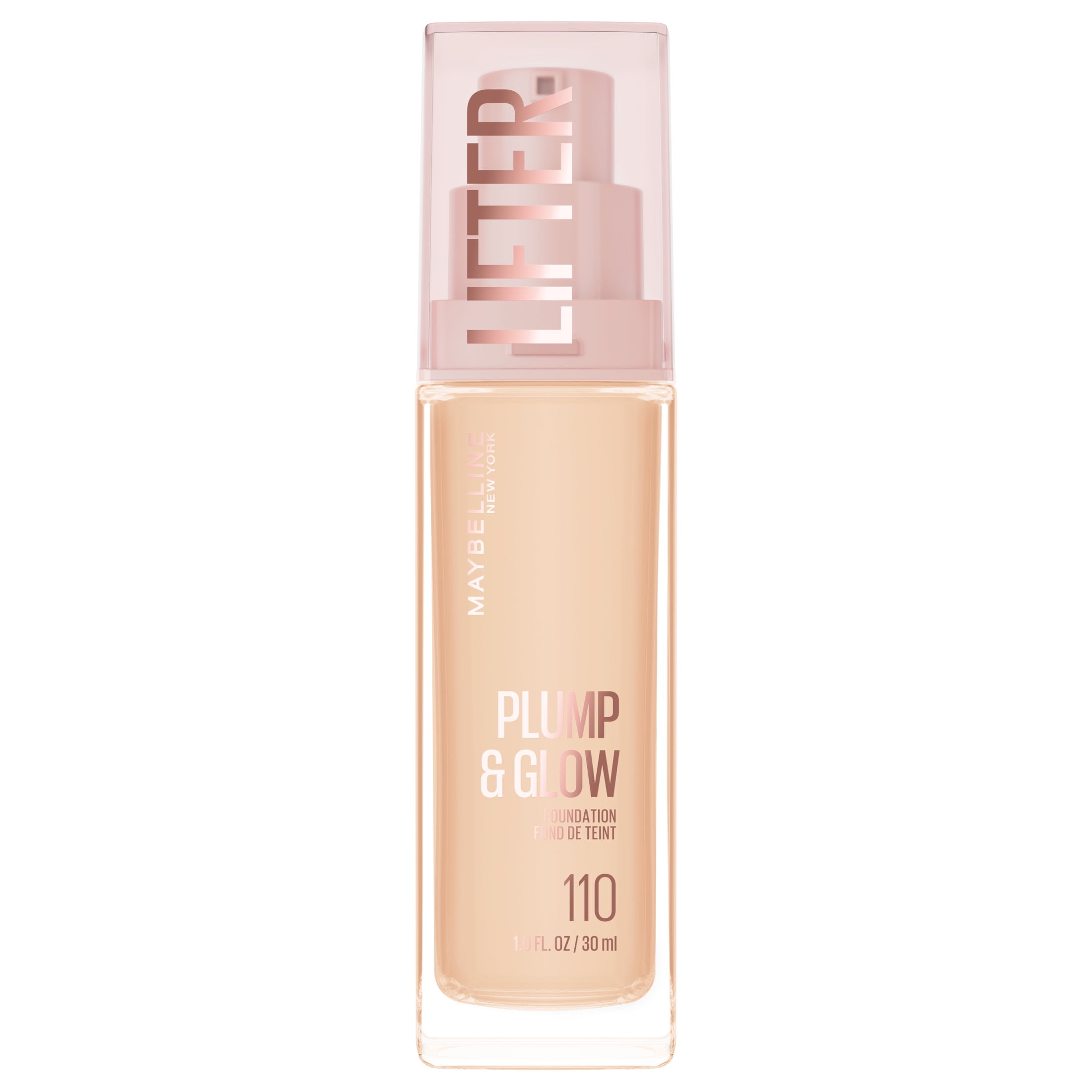 Maybelline Lifter Plump & Glow Foundation, Hyaluronic Acid, 110 Warm, 1 ...