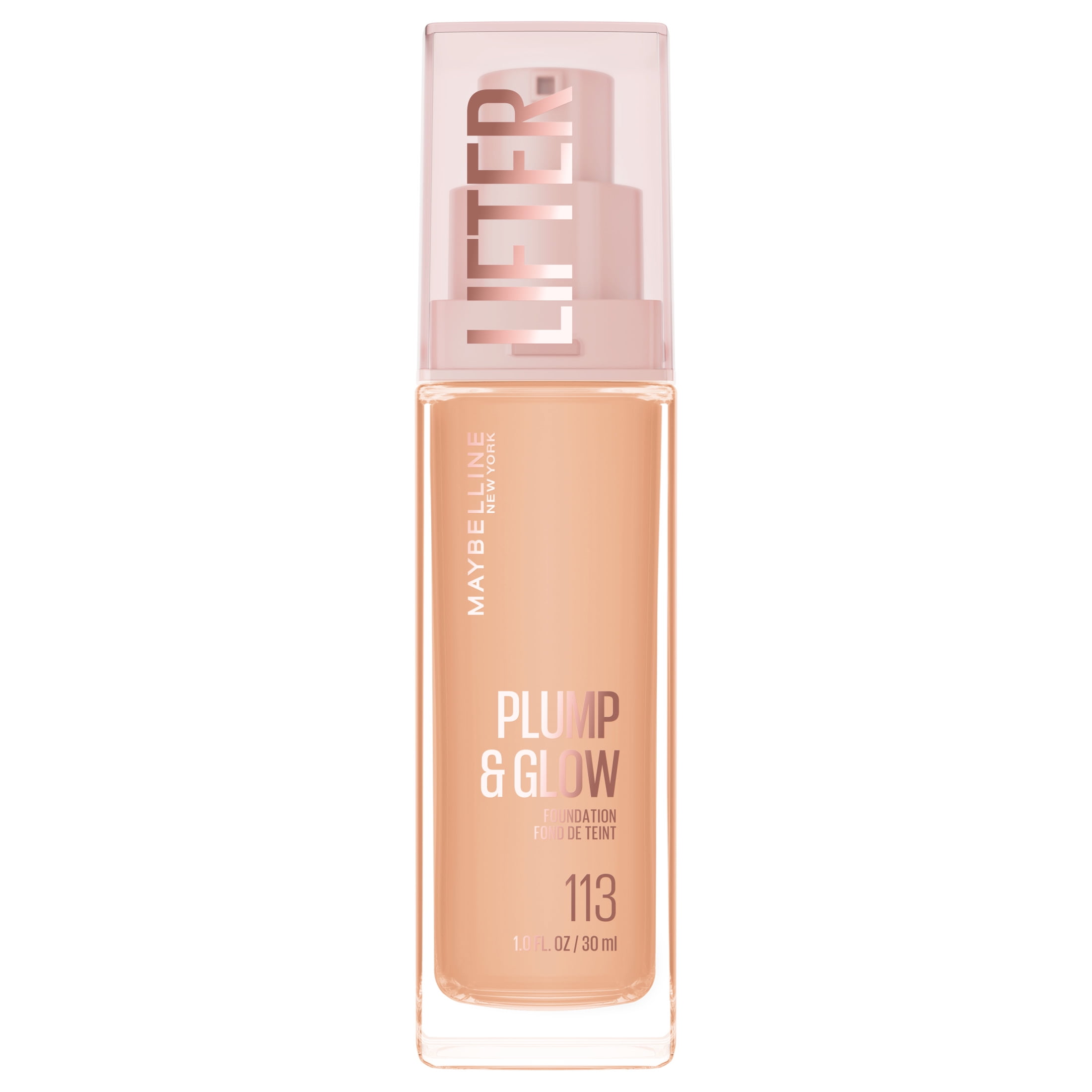 Maybelline Lifter Plump & Glow Foundation, Hyaluronic Acid, 113 Neutral ...