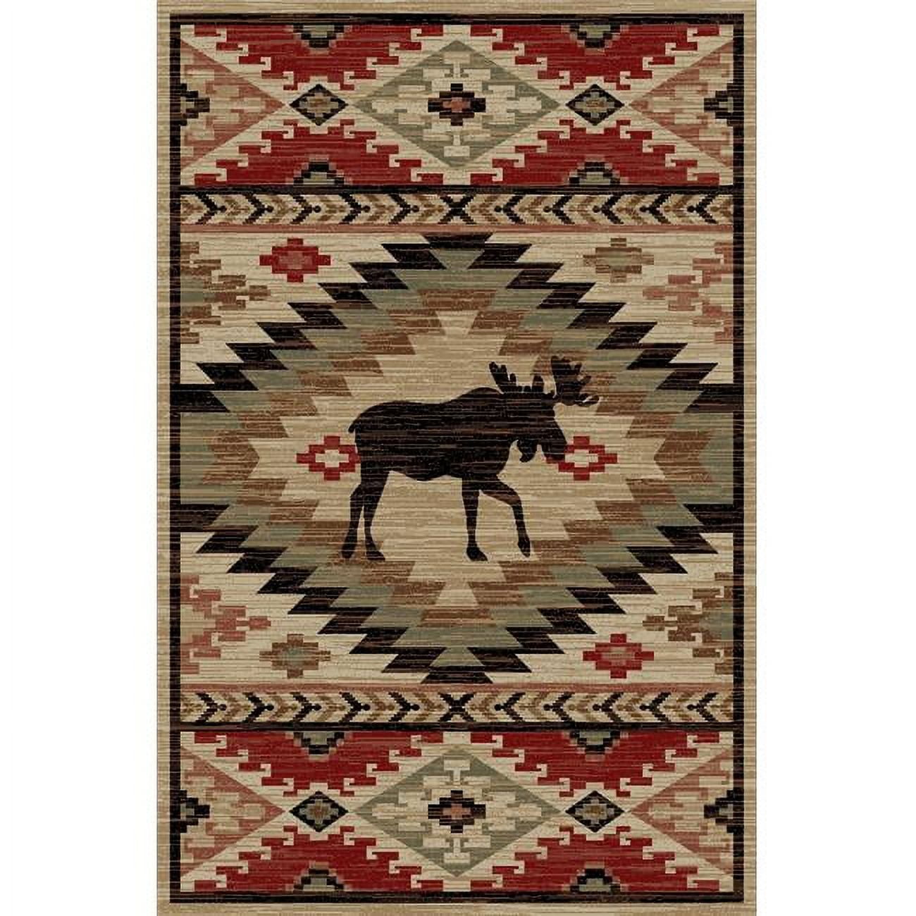 Mayberry Rugs Lodge King High Country Elk Southwest Area Rug 5'3" x 7'7 ...