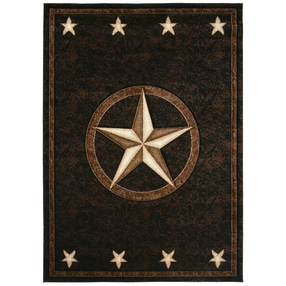 Mayberry Rug Axel Fort Worth Western Star Lodge Black Area Rug 5'3" x 7 ...