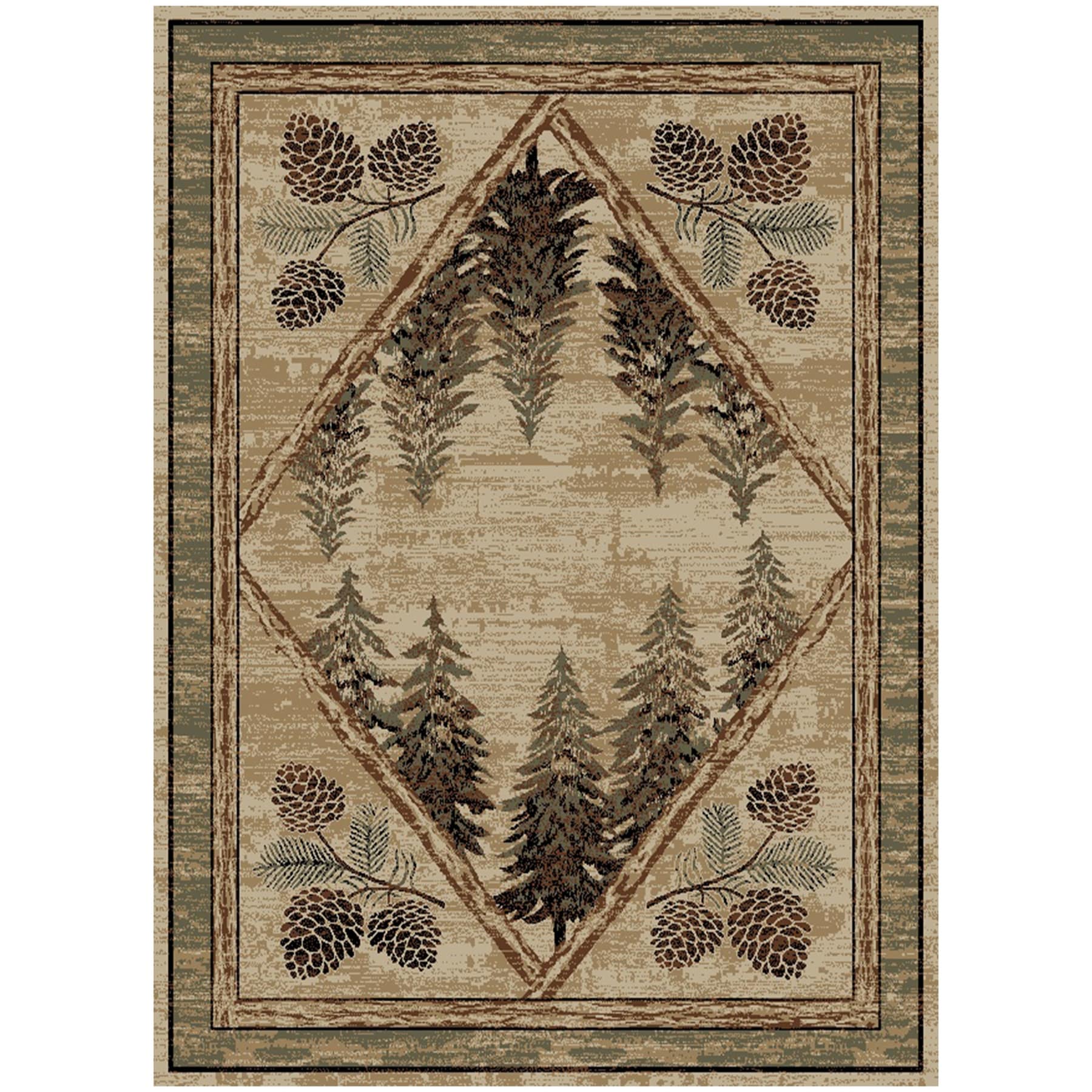 Mayberry Rug Hearthside Pinetops Antique Rustic Lodge Area Rug 5'3"x7'3 ...