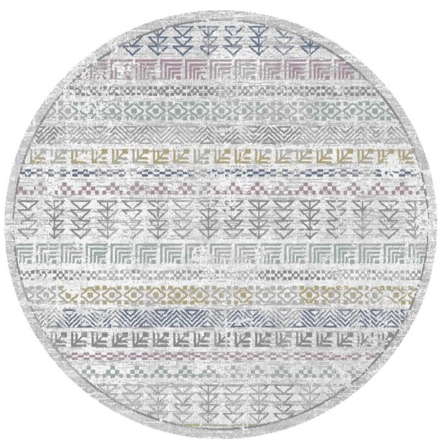 Mayberry Rug Lavinia Tribal Multi Area Rug 5'3" Round - Walmart.com