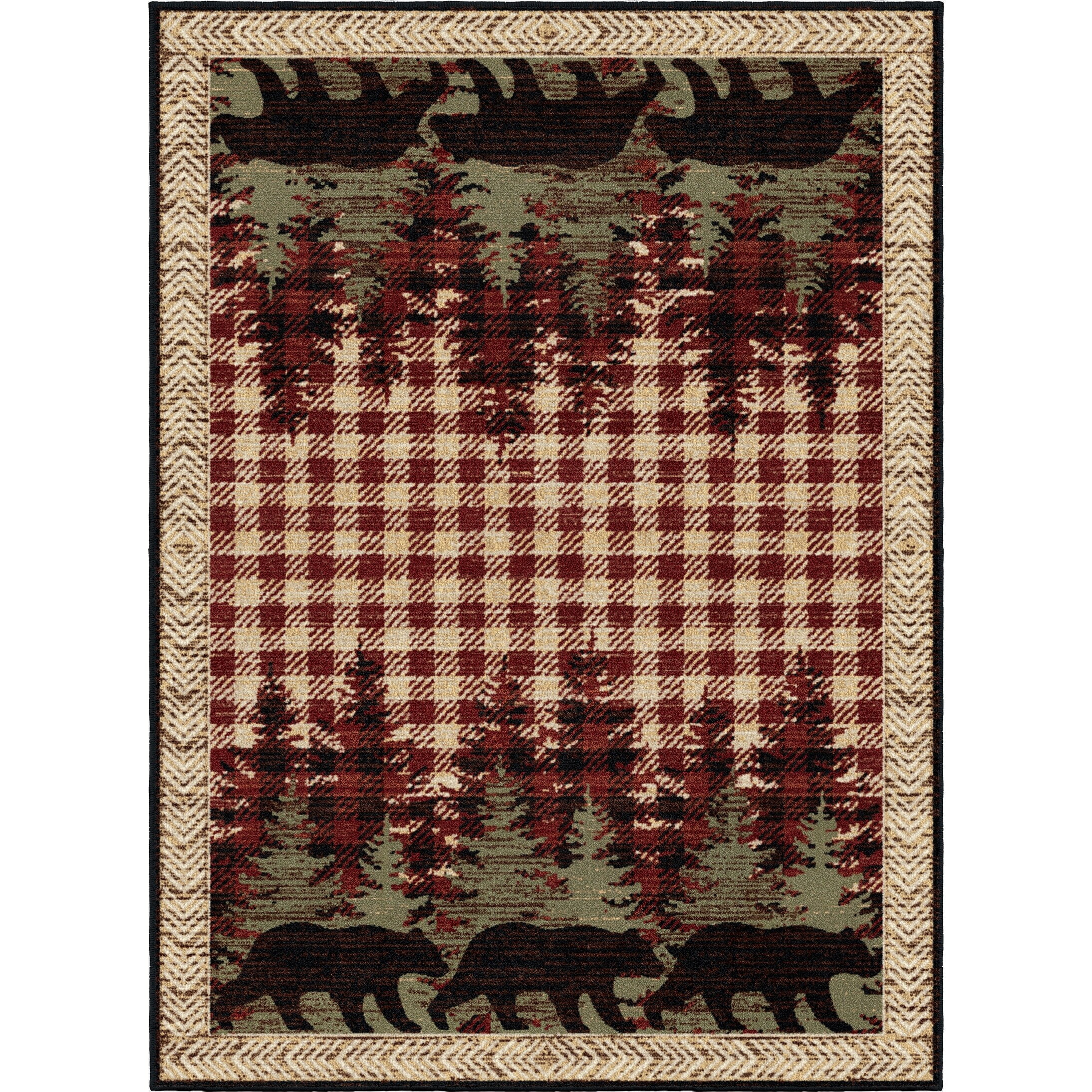 Mayberry Rugs American Destination Lodge Bear Plaid Rug Antique 2'3"x3 ...