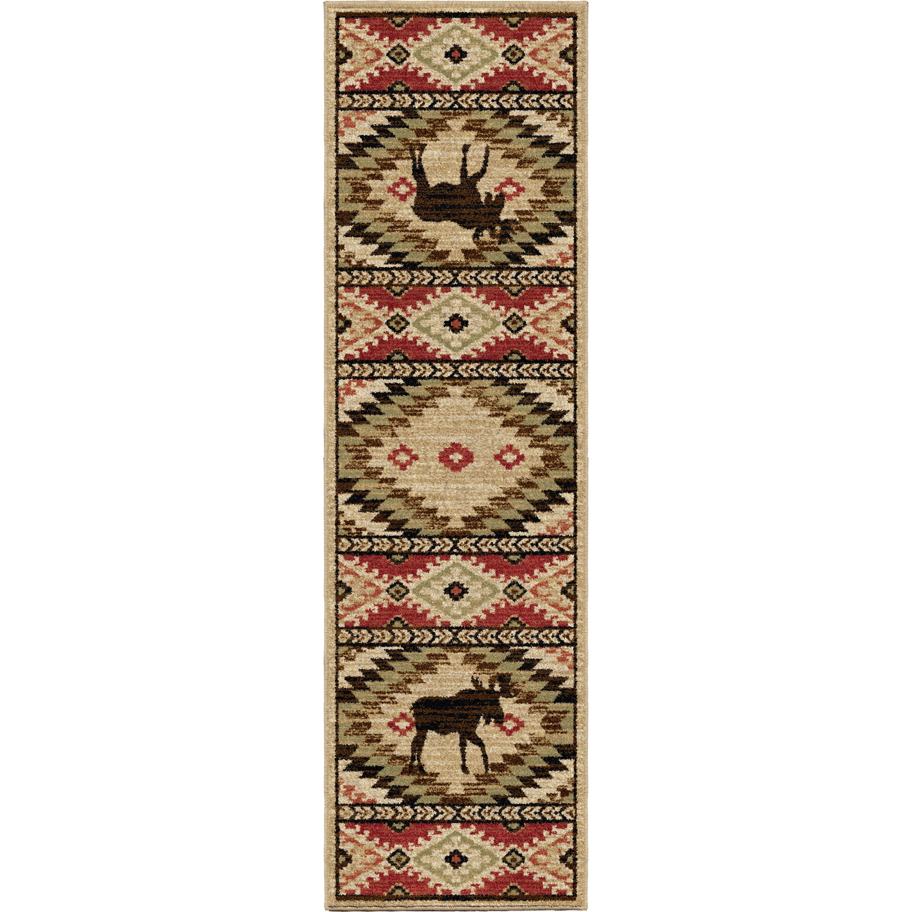 Mayberry Rugs Lodge King High Country Elk Southwest Area Rug 2'3" x 7'7 ...