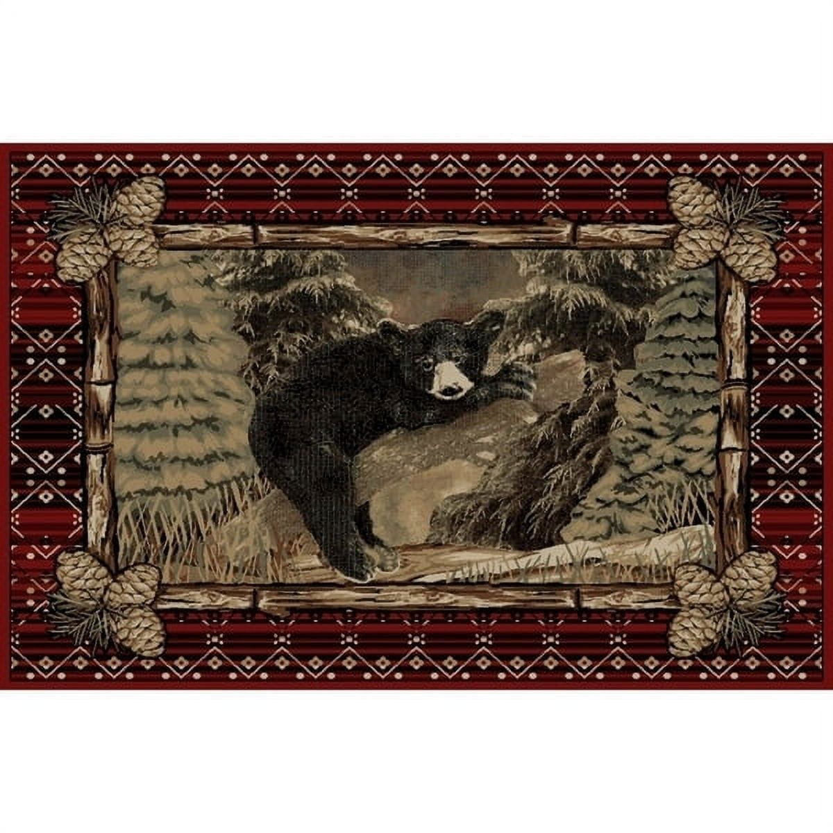 Mayberry Rugs Lodge King Lazy Bear Rustic Pine Cone Area Rug 7'10" x 9 ...