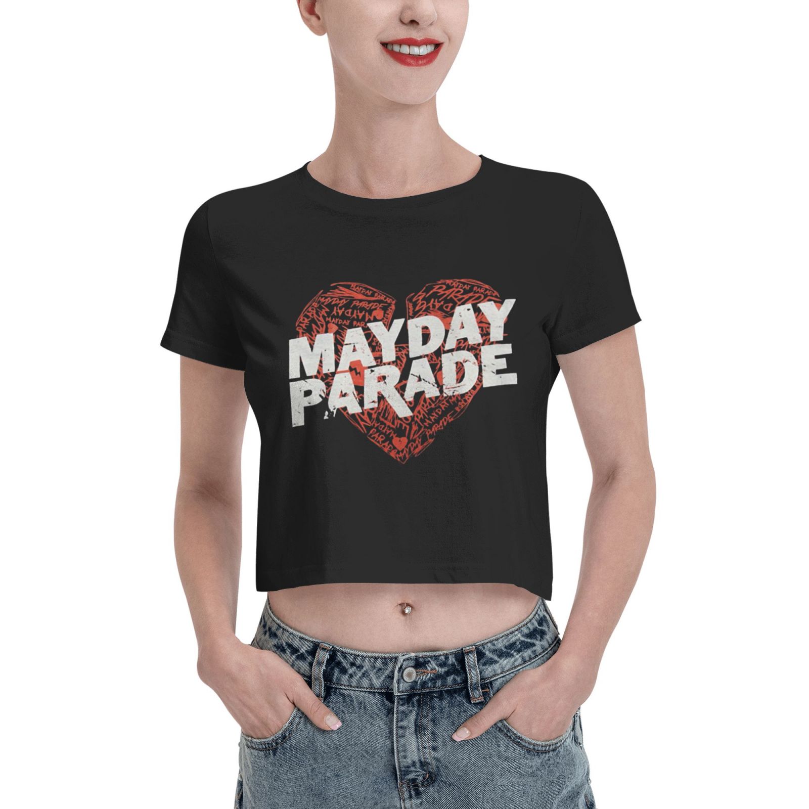 Mayday Parade Men'S Heart T-Shirt Black Leak Navel T-Shirt Black Large ...