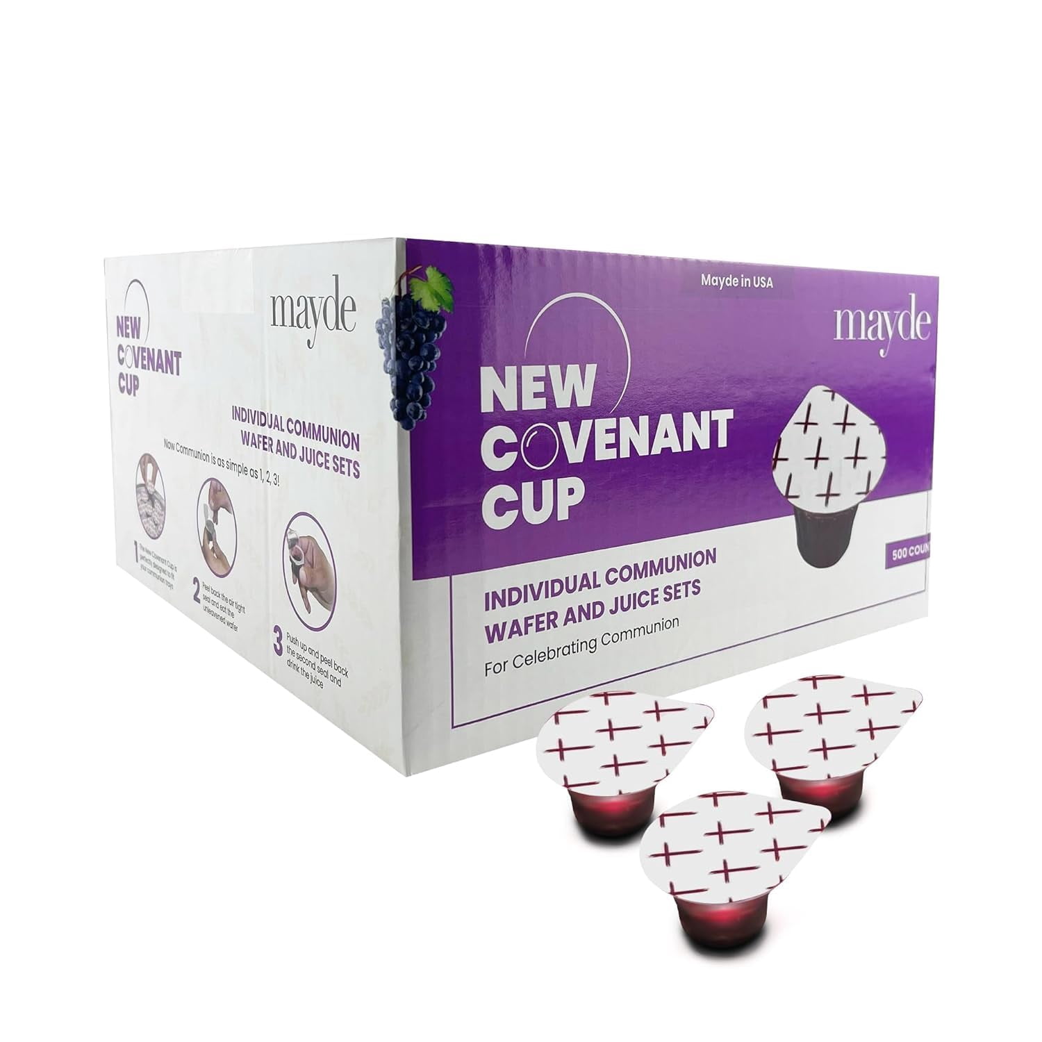 Mayde New Covenant Pre-filled DC20 Communion Cups and Wafer Set (500 ...
