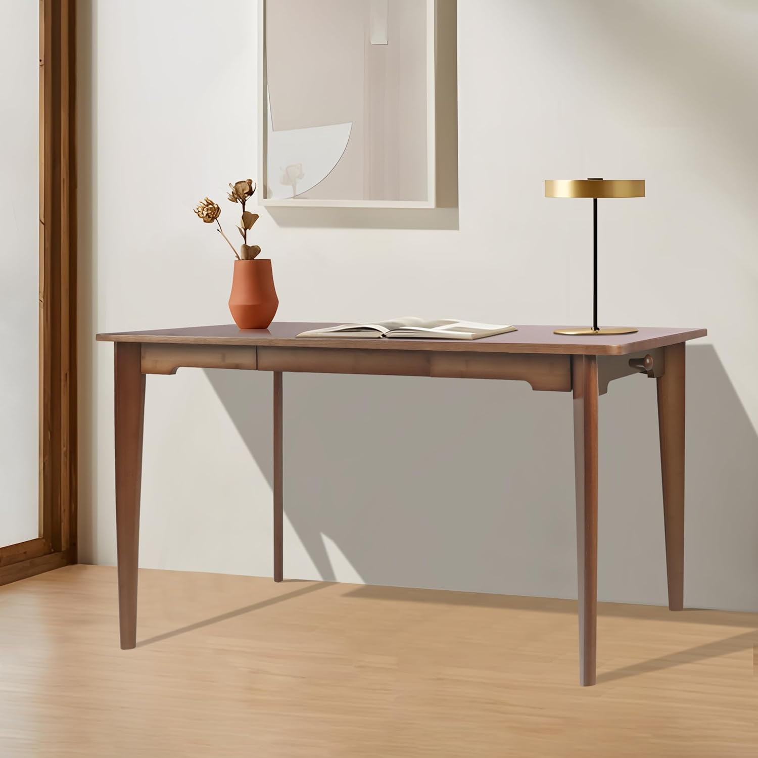 Maydear 47" Bamboo Multipurpose Study Writing Desk with Drawer, Modern ...