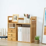 Maydear Bamboo Desktop Bookshelf with Drawers, Home Office Storage ...