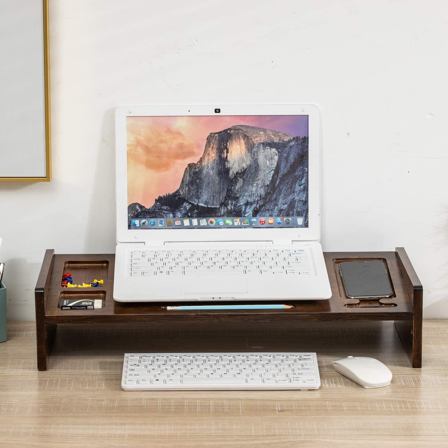 Maydear Bamboo Monitor Stand, Laptop Stand, Ergonomic Riser Portable ...