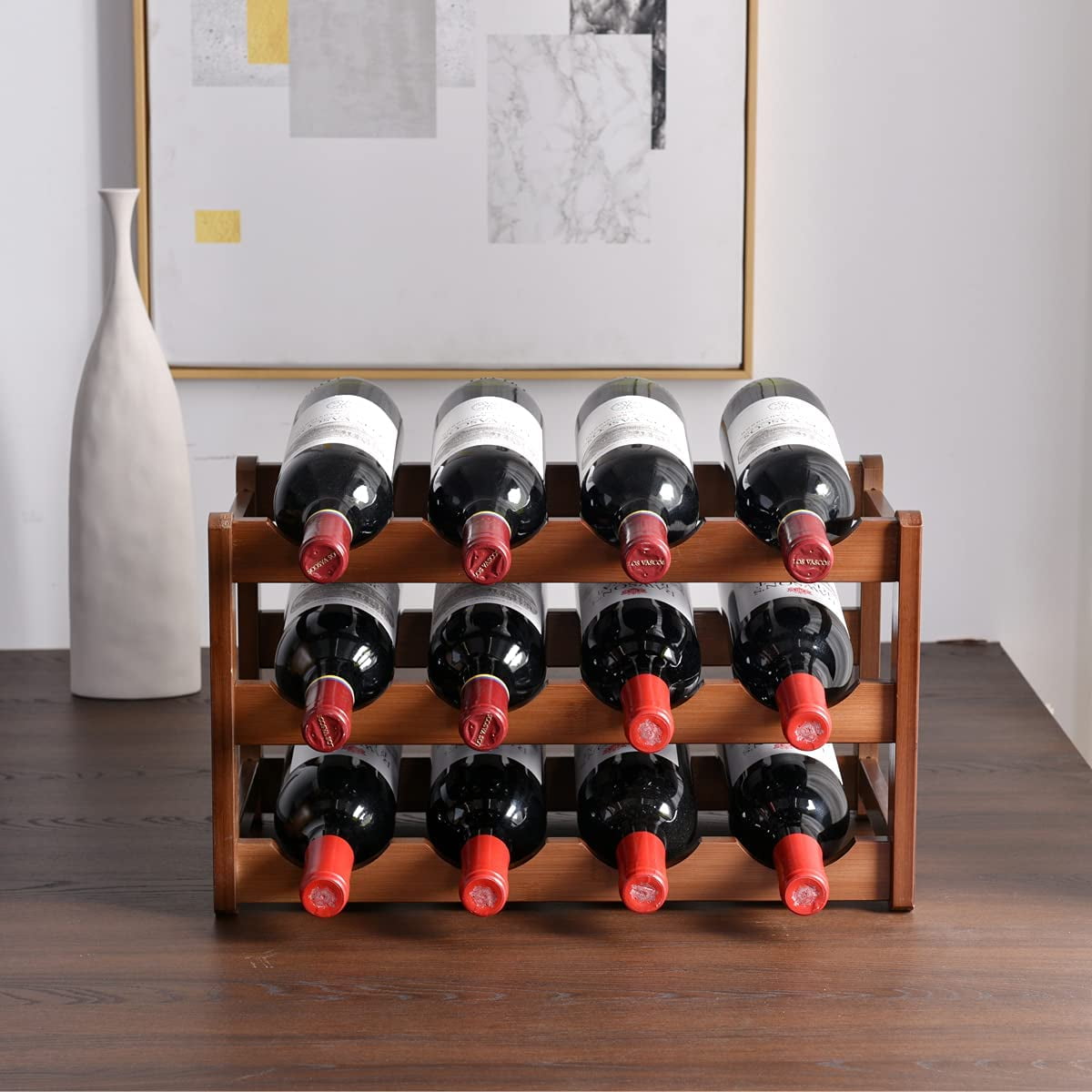 Maydear 3-Tier Bamboo Wine Rack, Countertop Kitchen Wine Bottle Holder ...