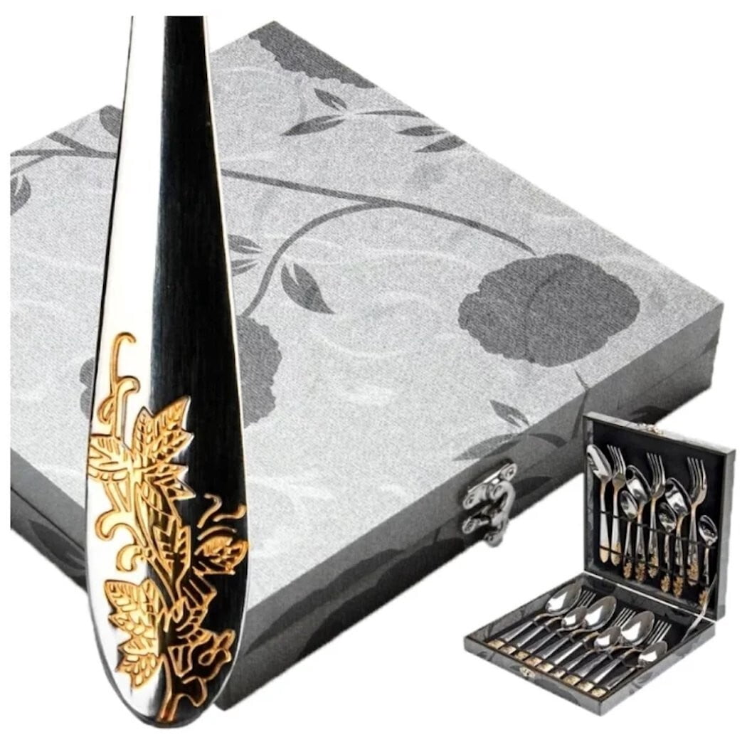 Mayer & Boch Stainless Steel Floral Flatware Set of 18 pcs - Walmart.com