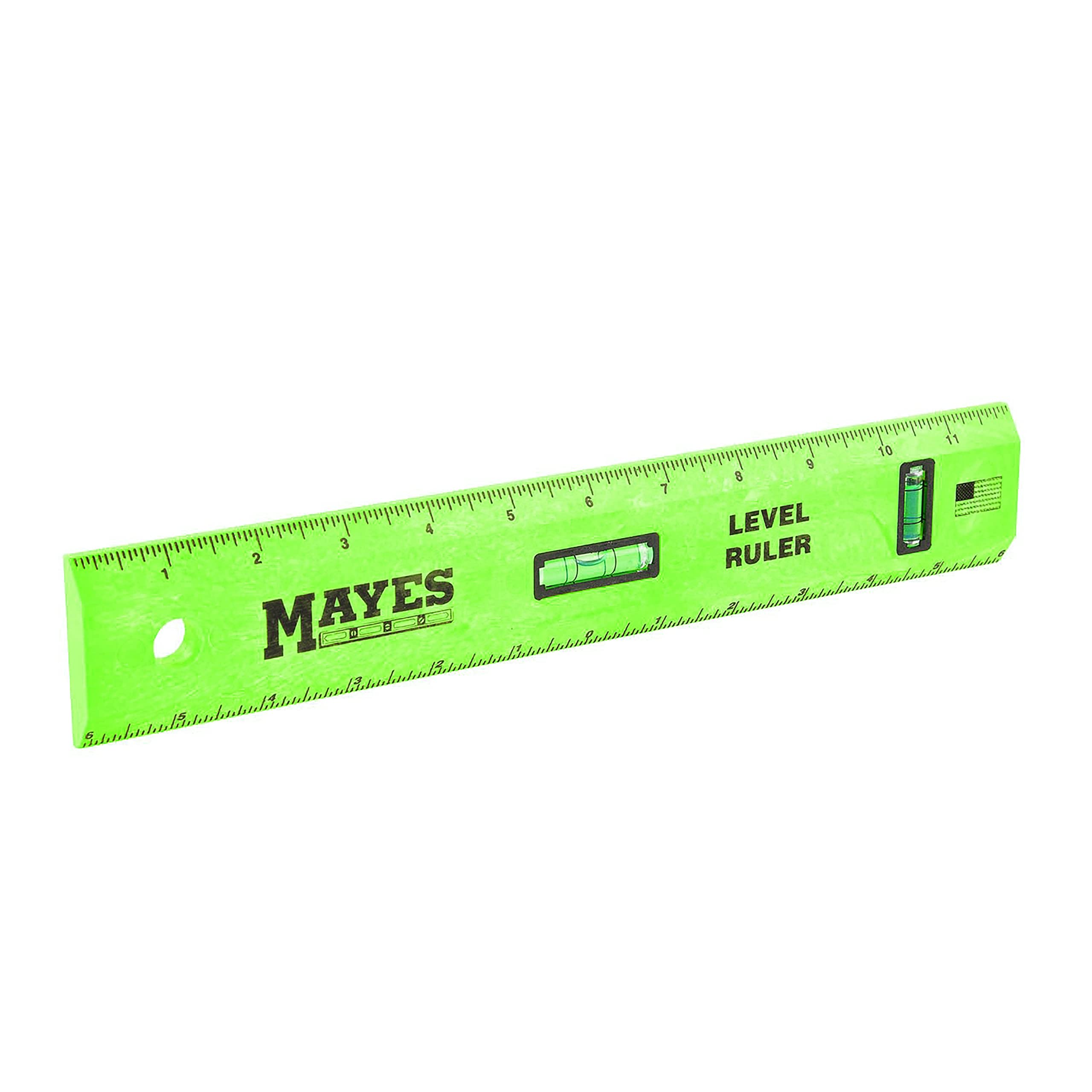 Mayes 10742 Polystyrene Level Rule, 12 Inch Leveler Tool, Straight Edge ...