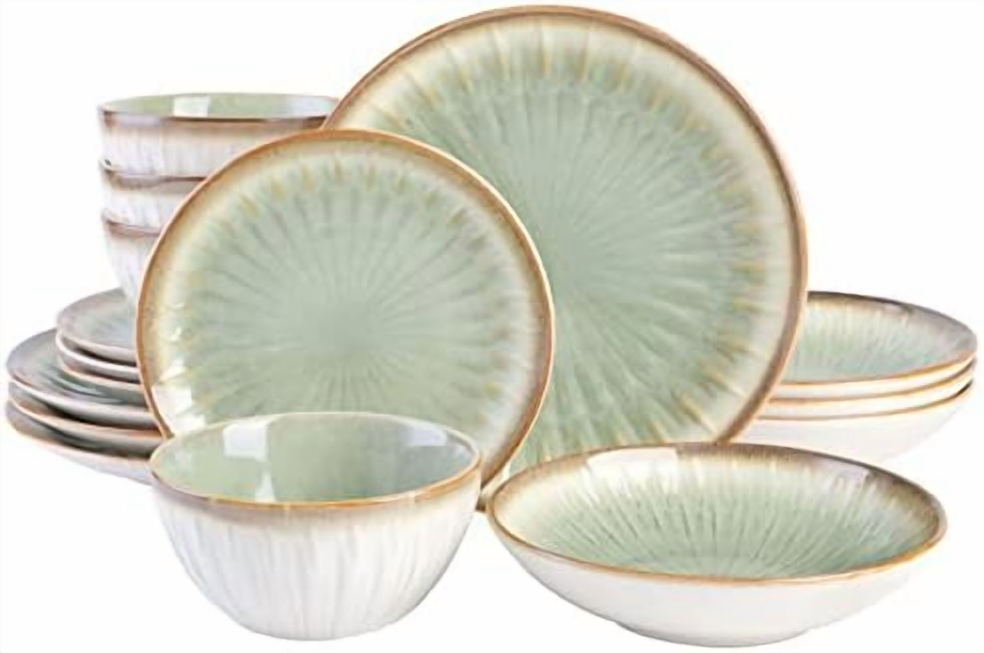Mayfair Bay 16-Piece Embossed Double Bowl Dinnerware Set, Service for 4 ...