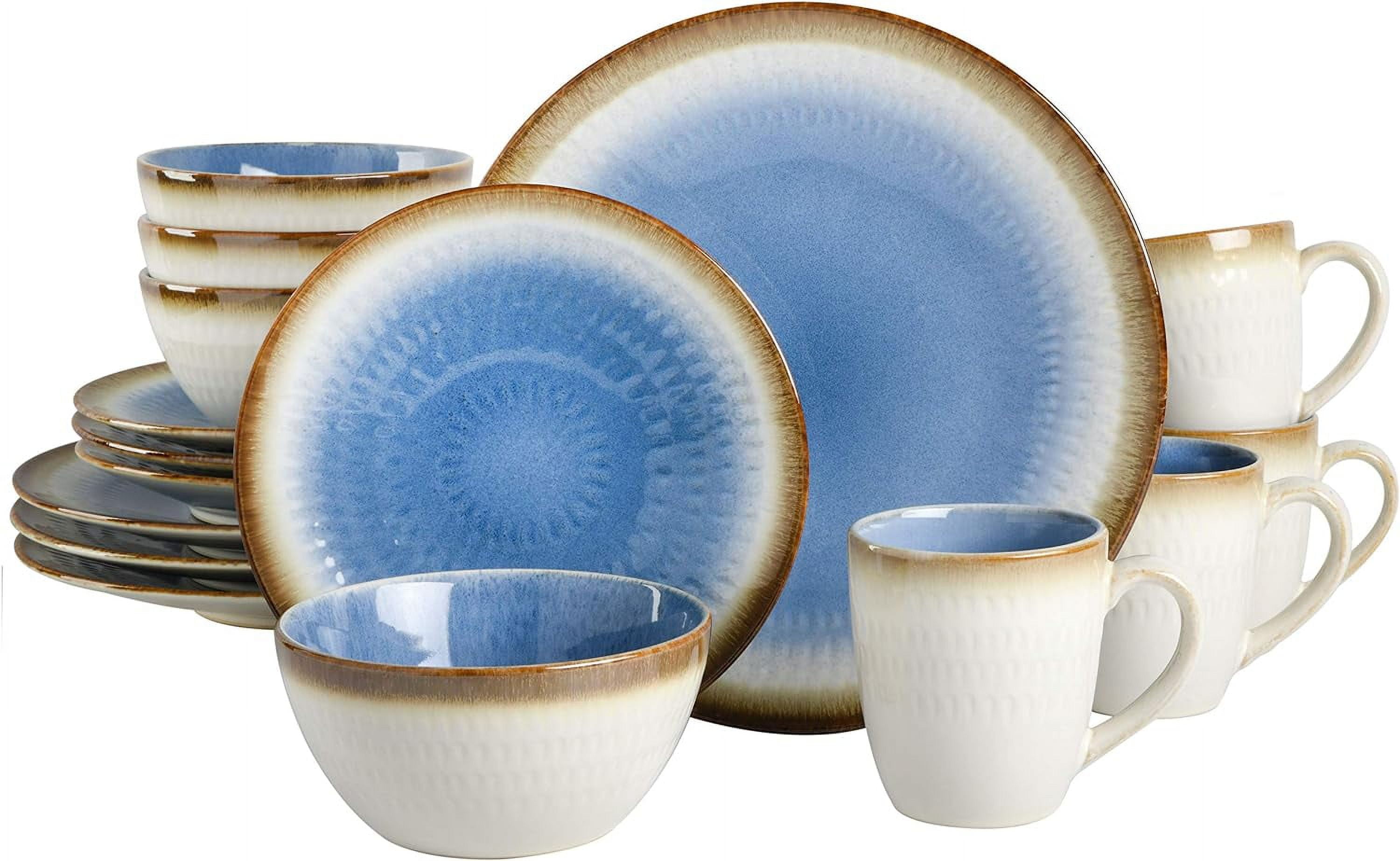 Mayfair Bay Embossed Double Bowl Dinnerware Set, Service for 4 (16pcs ...