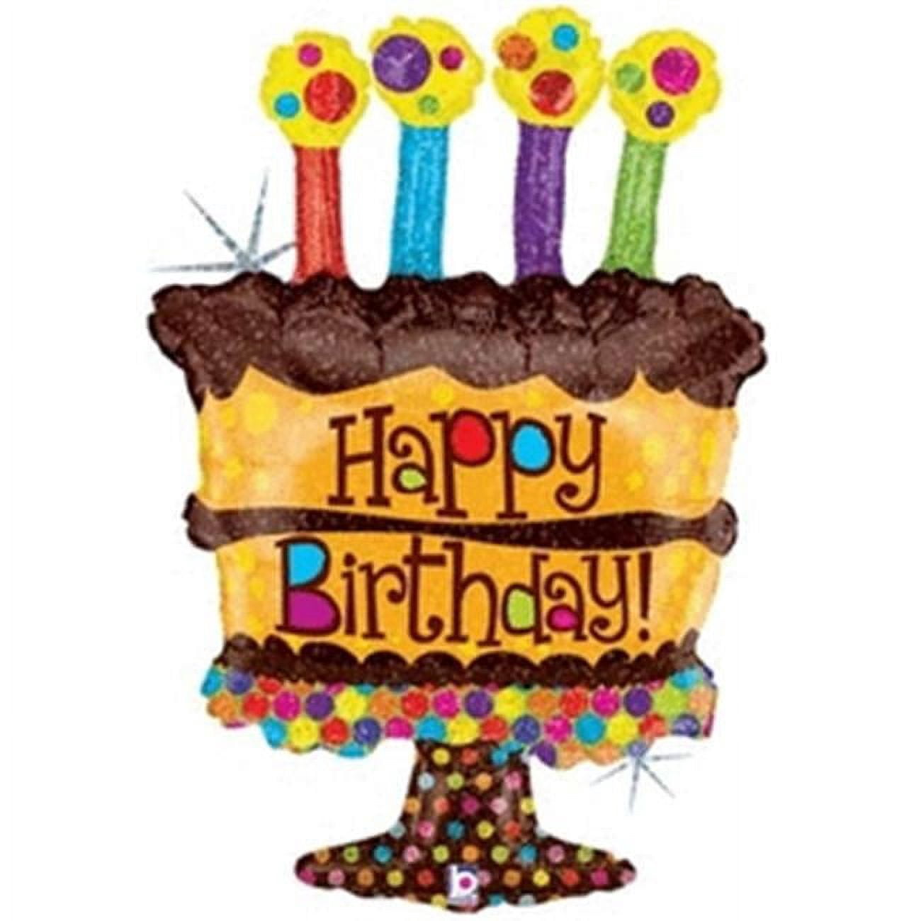 Mayflower 47830 34 in. Chocolate Birthday Cake Shape Flat Foil Balloon ...