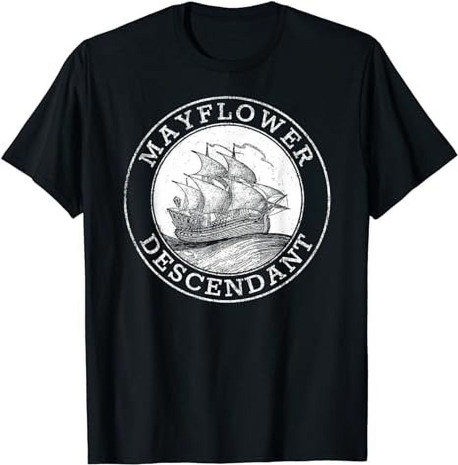 Mayflower Descendant 1620 Vintage Illustration T-Shirt - Walmart.com