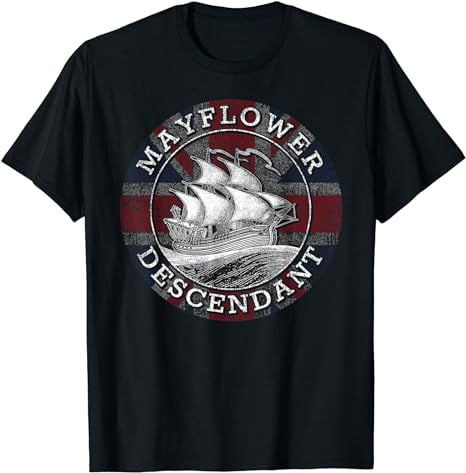 Mayflower Descendant Distressed Union Jack T-Shirt - Walmart.com
