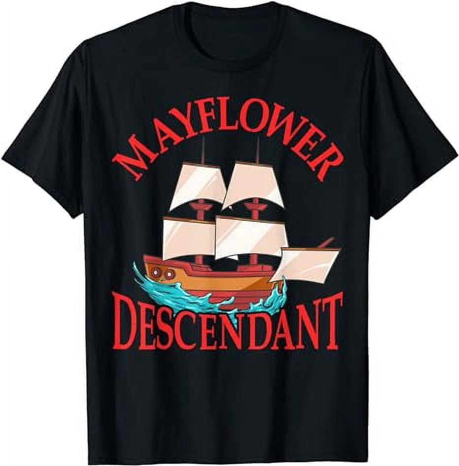 Mayflower Descendant Ship History Gift Pilgrim Fathers T-Shirt ...
