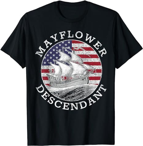 Mayflower Descendant USA Flag Distressed T-Shirt - Walmart.com