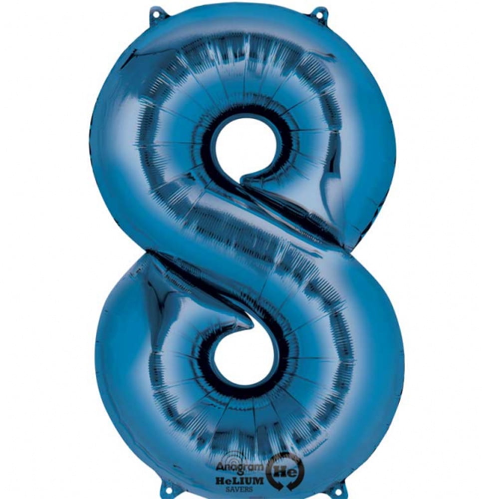 Mayflower Distributing 63711 34 inch 8 BLUE NUMBER SHAPE BALLOON -PKG ...