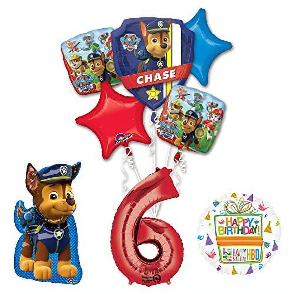 Mayflower Distributing Paw Patrol 6th Birthday Balloon Decorations, Red ...