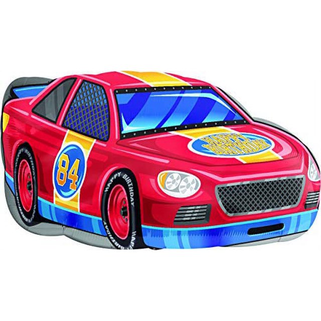 Mayflower Distributing Race Car Happy Birthday Foil Multi-color Balloon ...