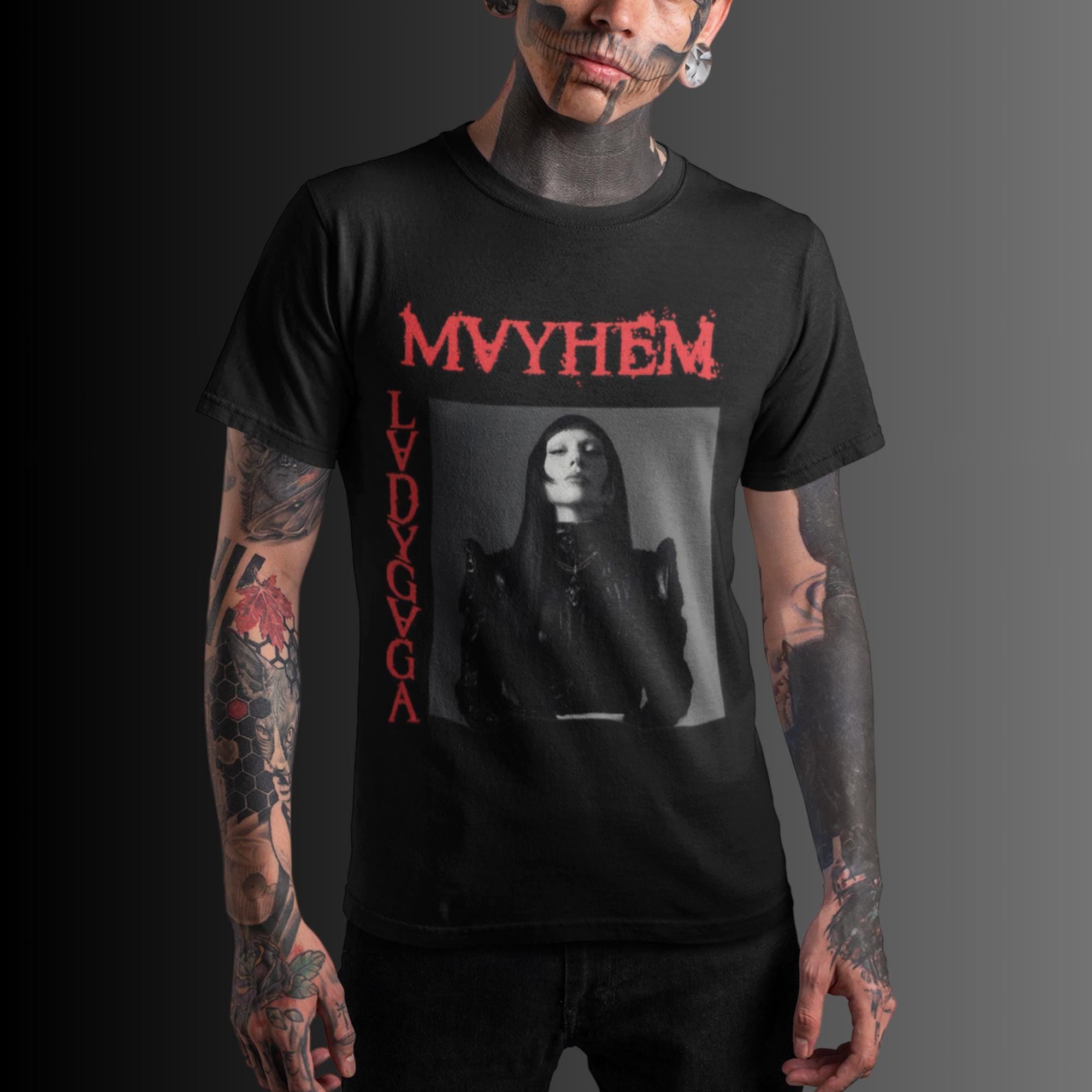 Mayhem Gothic Award Design TShirt, Mayhem Inner Label, Mayhem Red Font ...
