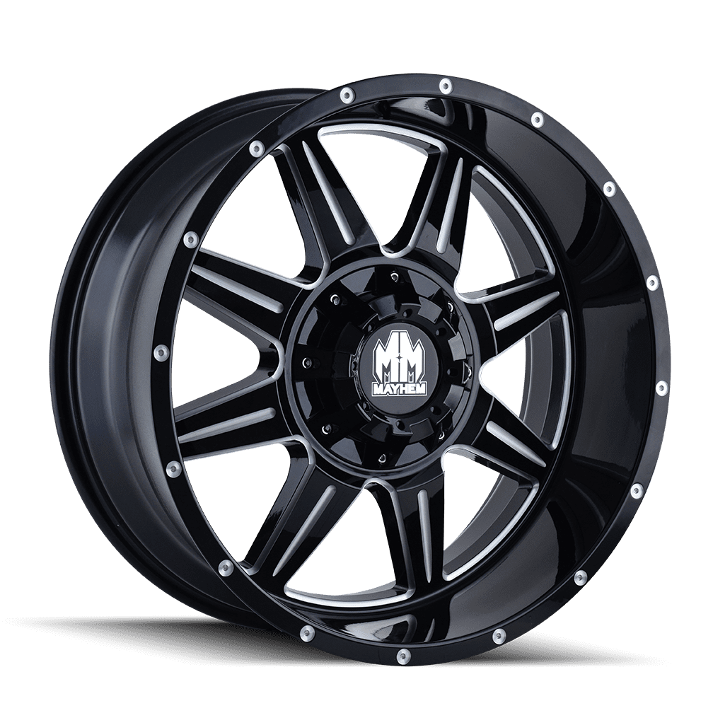 Mayhem Monstir-8100 20X9 6X135/6X139.7 18Et 106Cb Black W/Milled Spokes ...