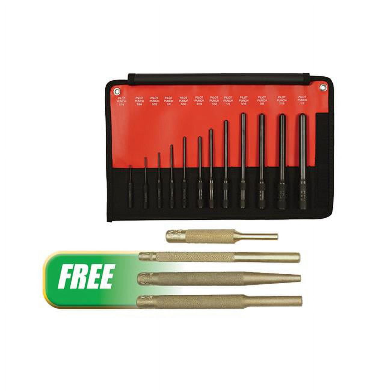 Mayhew Tools MAY-81291 112-K Pilot Punch Kit with Combo Brass Punch Kit ...