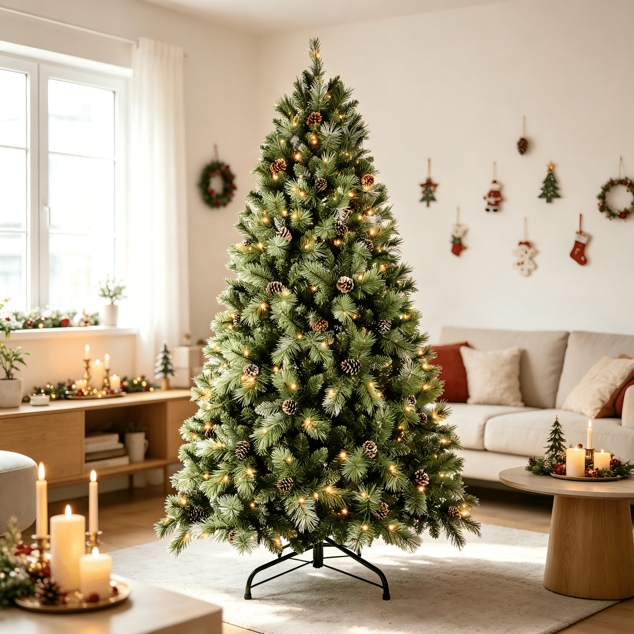 Mayhihi 6 FT Prelit Artificial Xmas Tree w/ 988 PVC Branch Tips ...