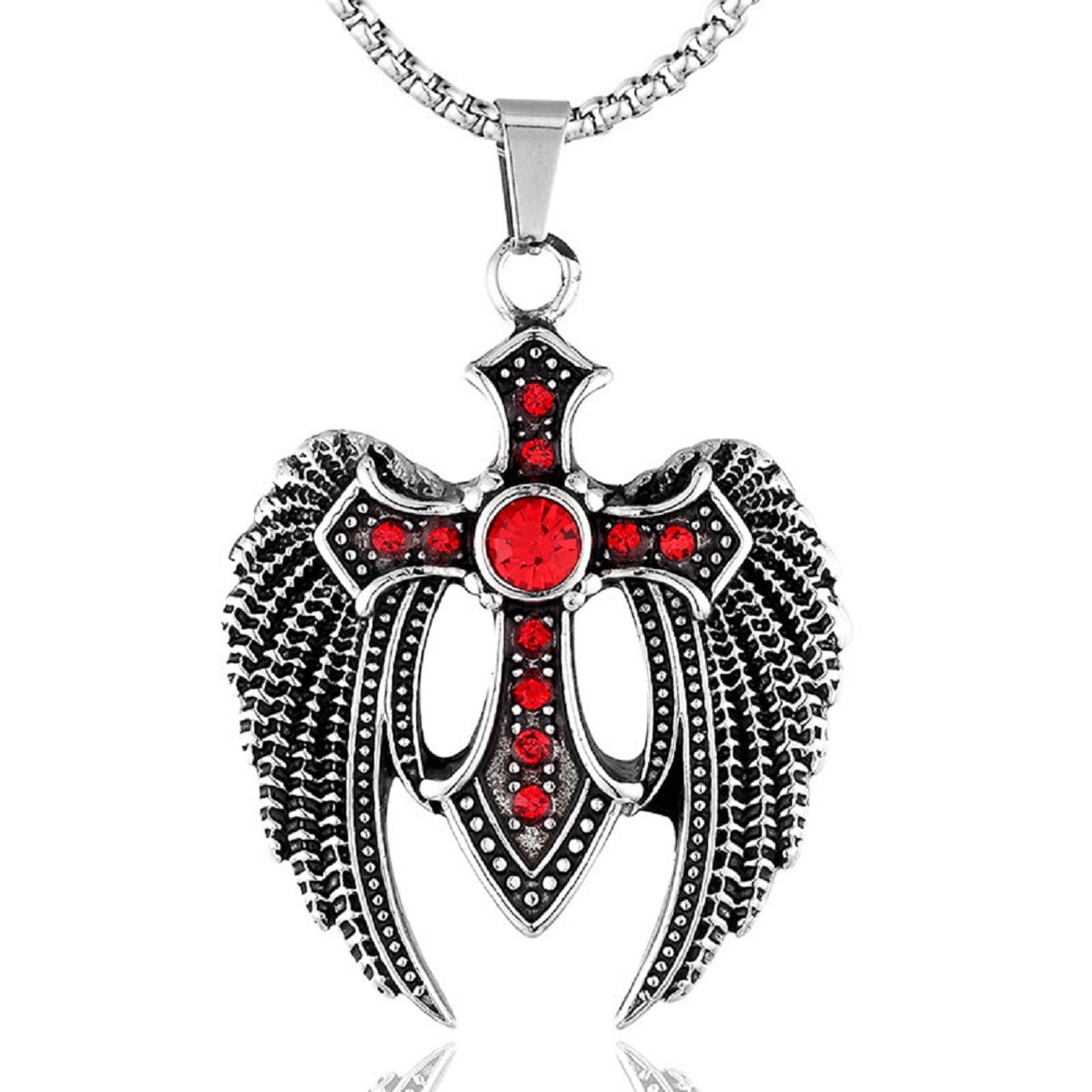 MayiaHey Angel Wing Pendant, Gothic Wing Cross Necklace for Men, Viking ...
