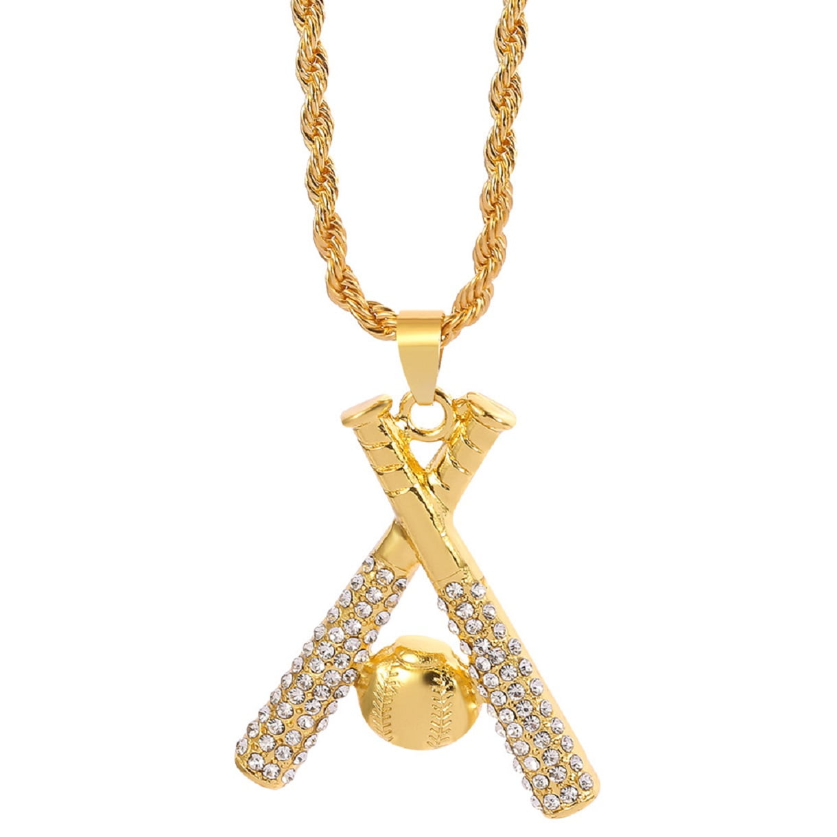 MayiaHey Baseball Bat Cross Pendant, Gold Baseball Bat Necklace for Men ...