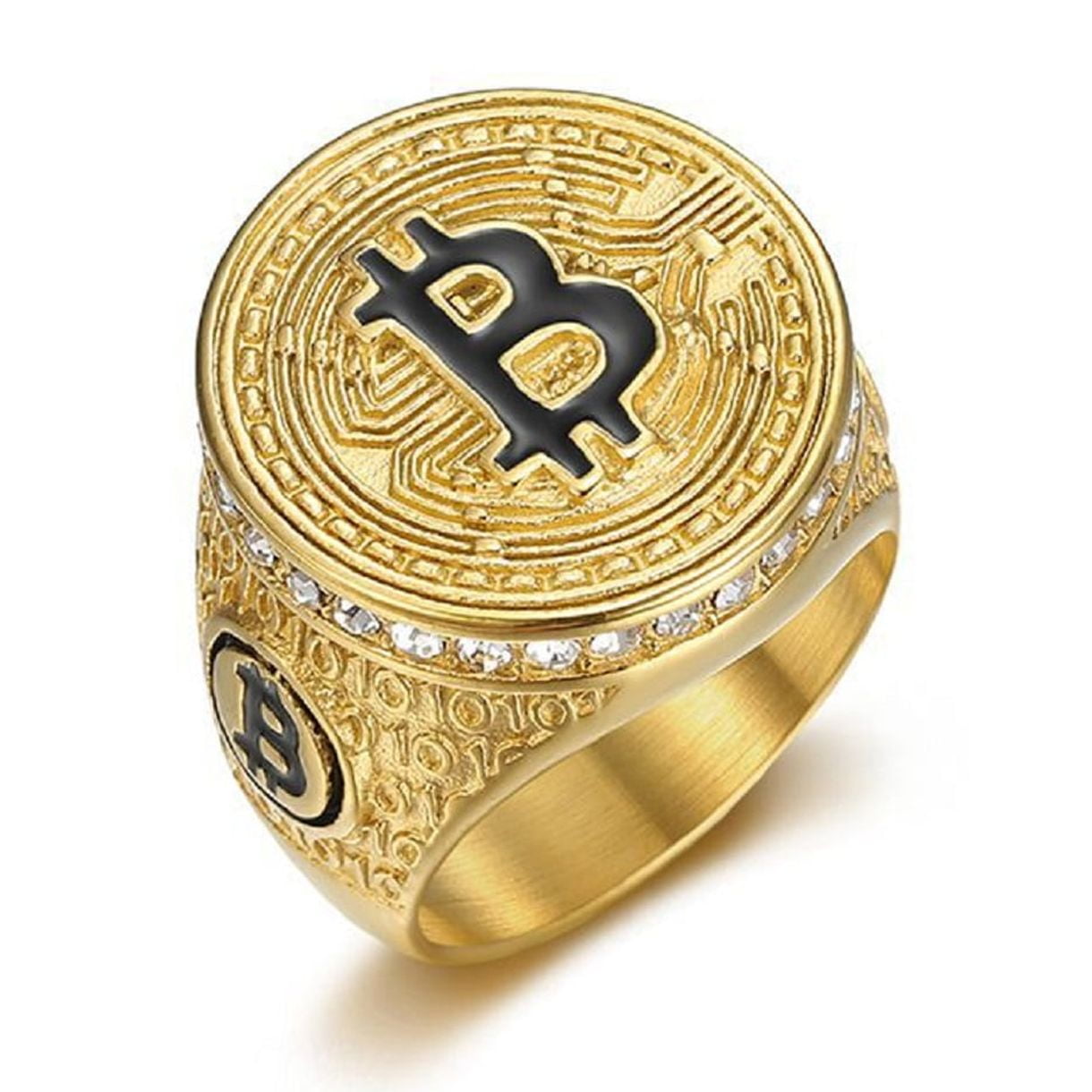 MayiaHey Bitcoin Sign Ring, Bling Money Sign Ring for Men, Gold Bit ...
