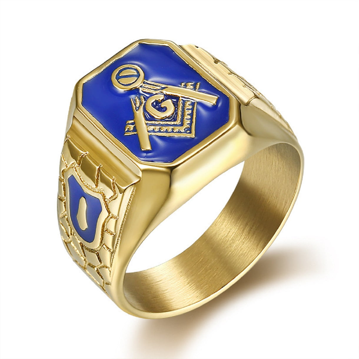 MayiaHey Blue Masonic Freemason Ring, Blue Lodge Masonic Ring for Men ...
